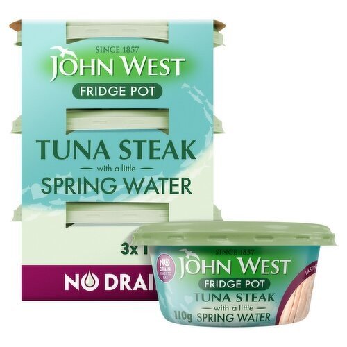 John West No Drain Fridge Pot Tuna Steak In Springwater 3 Pack (110 g ...