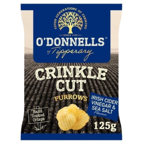 O'Donnells Furrows Crinkle Cut Irish Cider Vinegar & Sea Salt Crisps ...