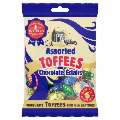 Walker's Assorted Toffees & Chocolate Éclairs Bag (150 g) | British ...