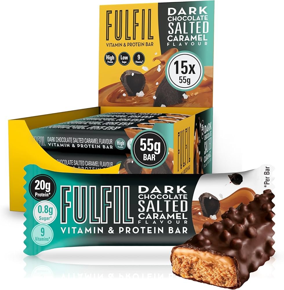 Fulfil Dark Chocolate Salted Caramel Protein Bar - Box of 15 x 55g ...