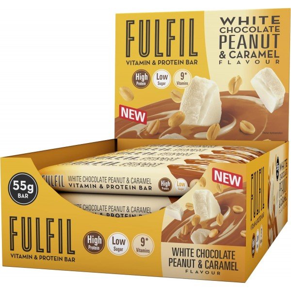 Fulfil White Chocolate Peanut and Caramel Protein Bar Box of 15 x 55g ...