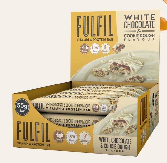 Fulfil White Chocolate Cookie Dough Protein Bar box of 15 x 55g ...